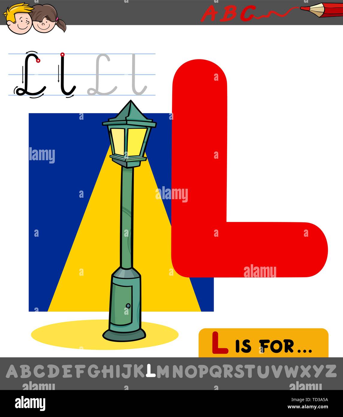 Educational Cartoon Illustration of Letter L from Alphabet with Lantern ...
