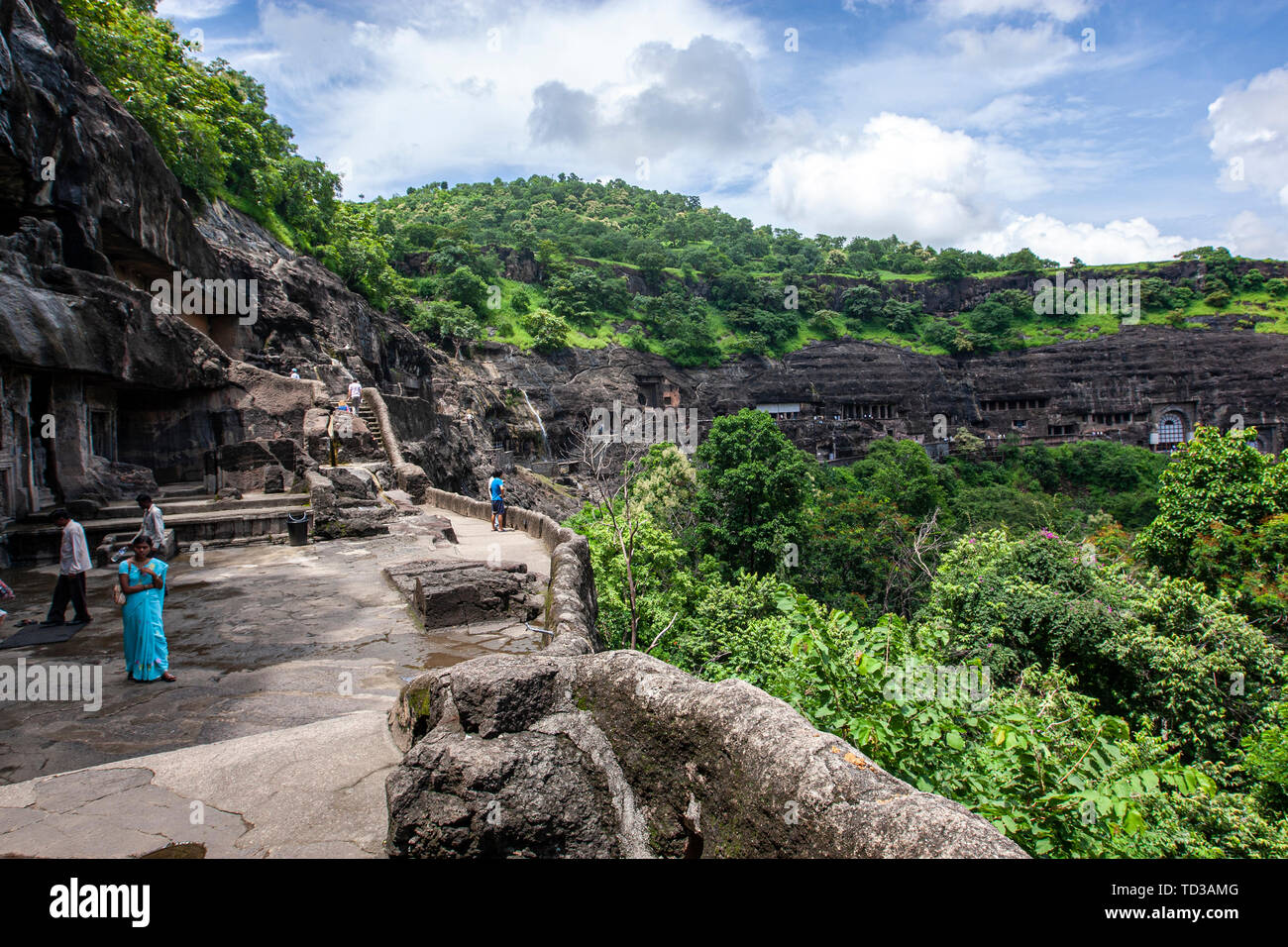 Panoramic view of Ajanta Caves, Aurangabad District, Maharashtra State ...