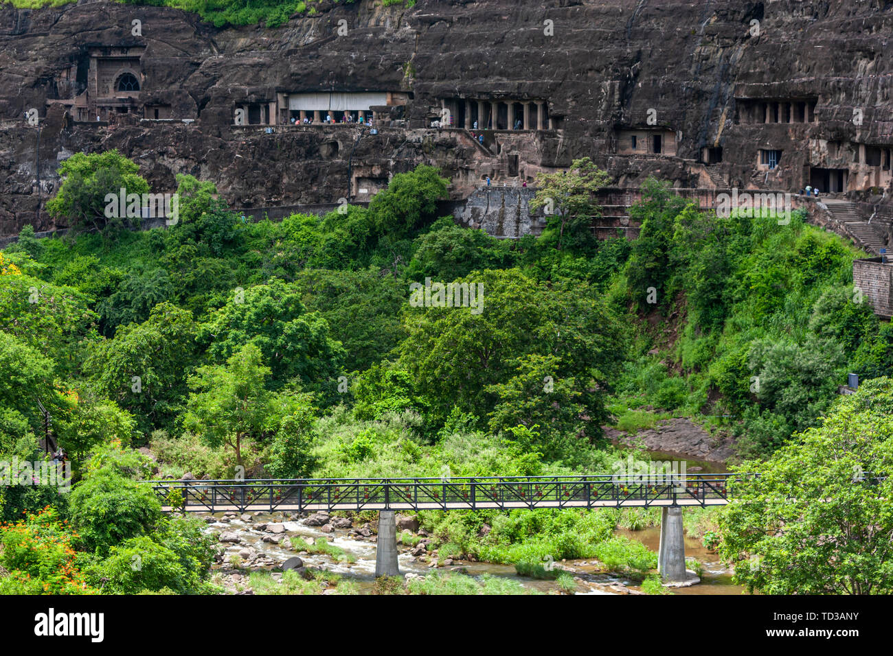 Panoramic view of Ajanta Caves, Aurangabad District, Maharashtra State ...