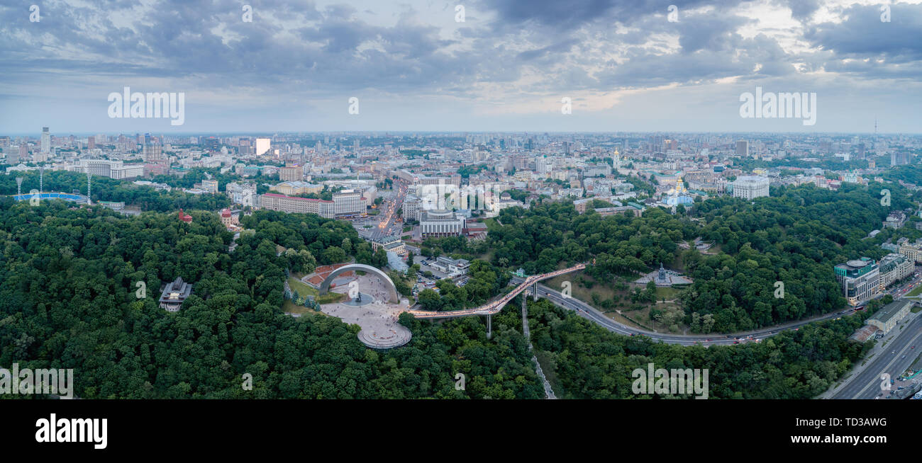 Aerial view of the new glass bridge in Kiev at night Stock Photo - Alamy