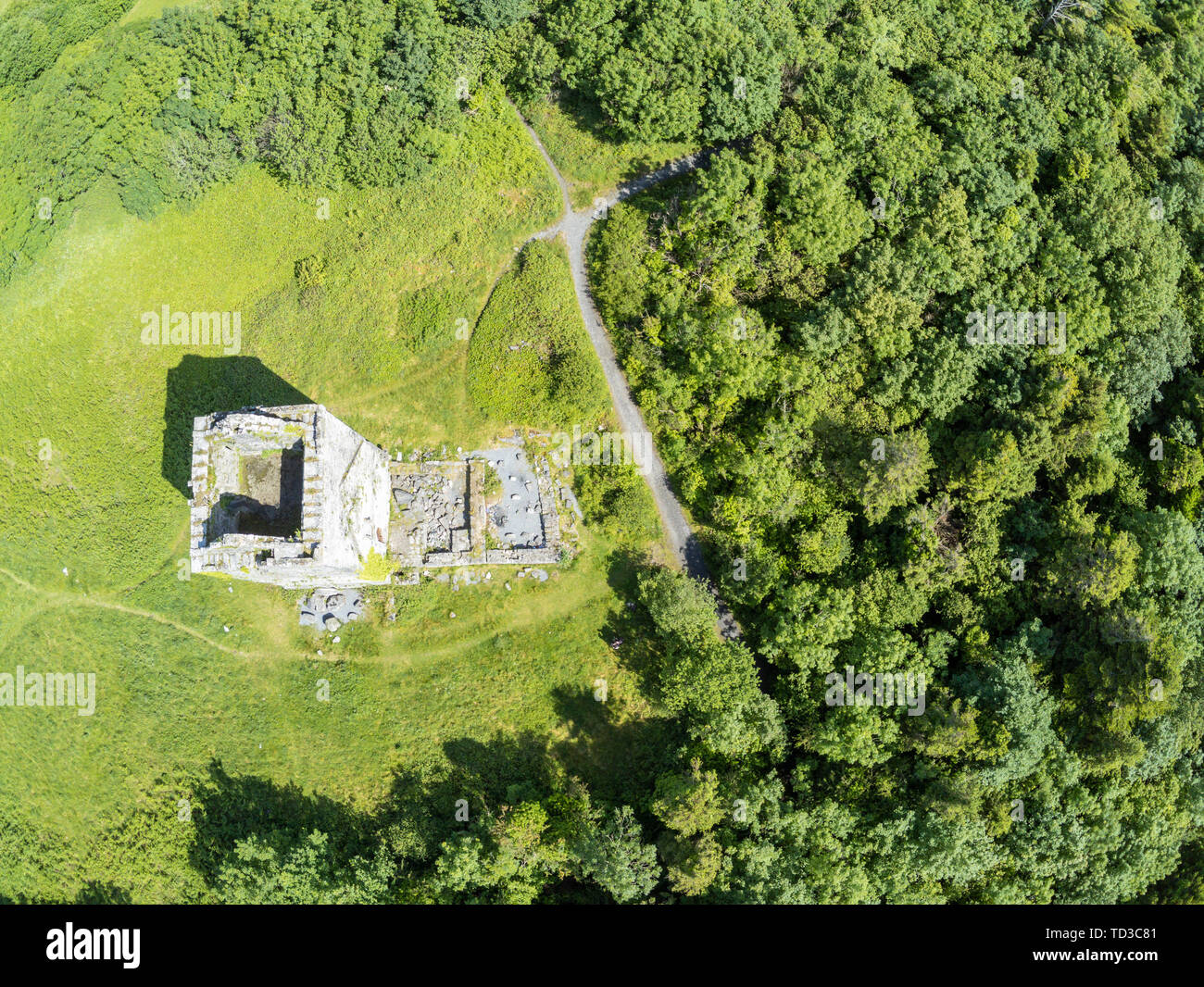 Aerial view of Merlin Castle ruins in Merlin Park, Galway, Ireland ...