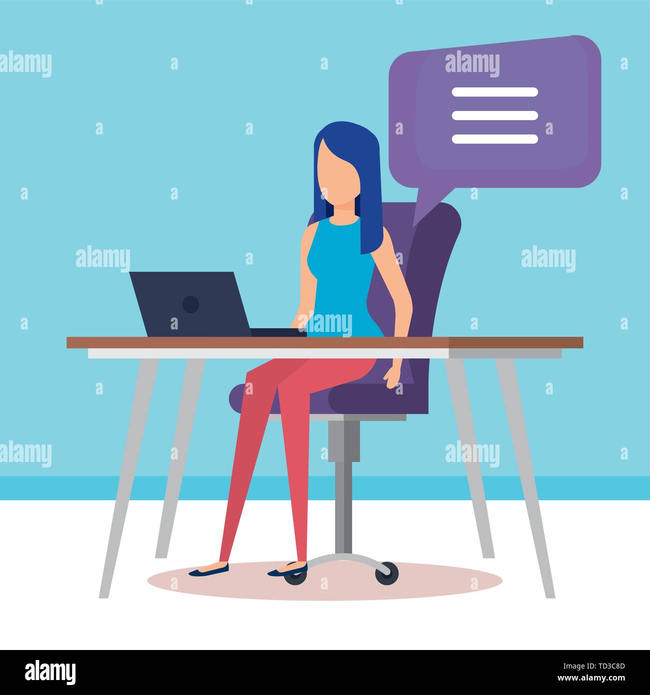 woman working in the office vector illustration Stock Vector Image ...