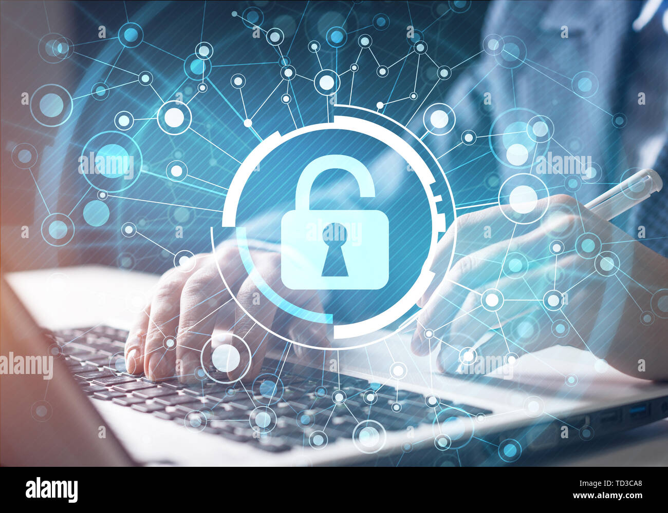 Digital cybersecurity and network protection Stock Photo - Alamy