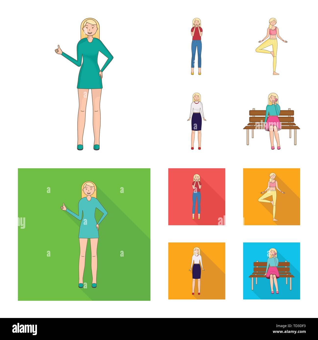 Vector design of posture and mood icon. Set of posture and female ...