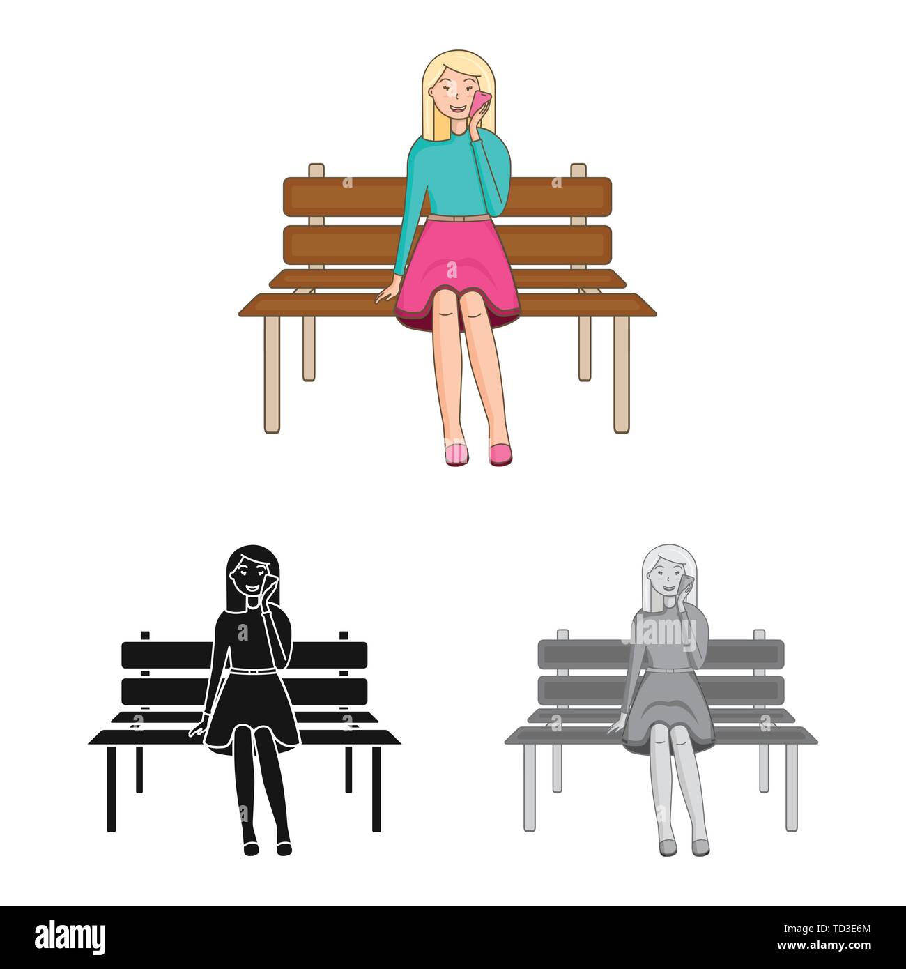 Vector illustration of posture and mood sign. Set of posture and female ...