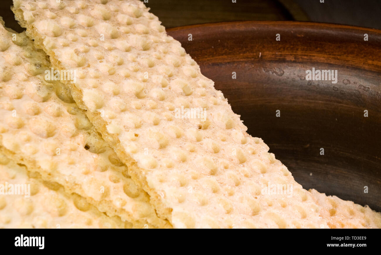 diabetic diet crunches - crispy waffle bread from wheat, texture close ...