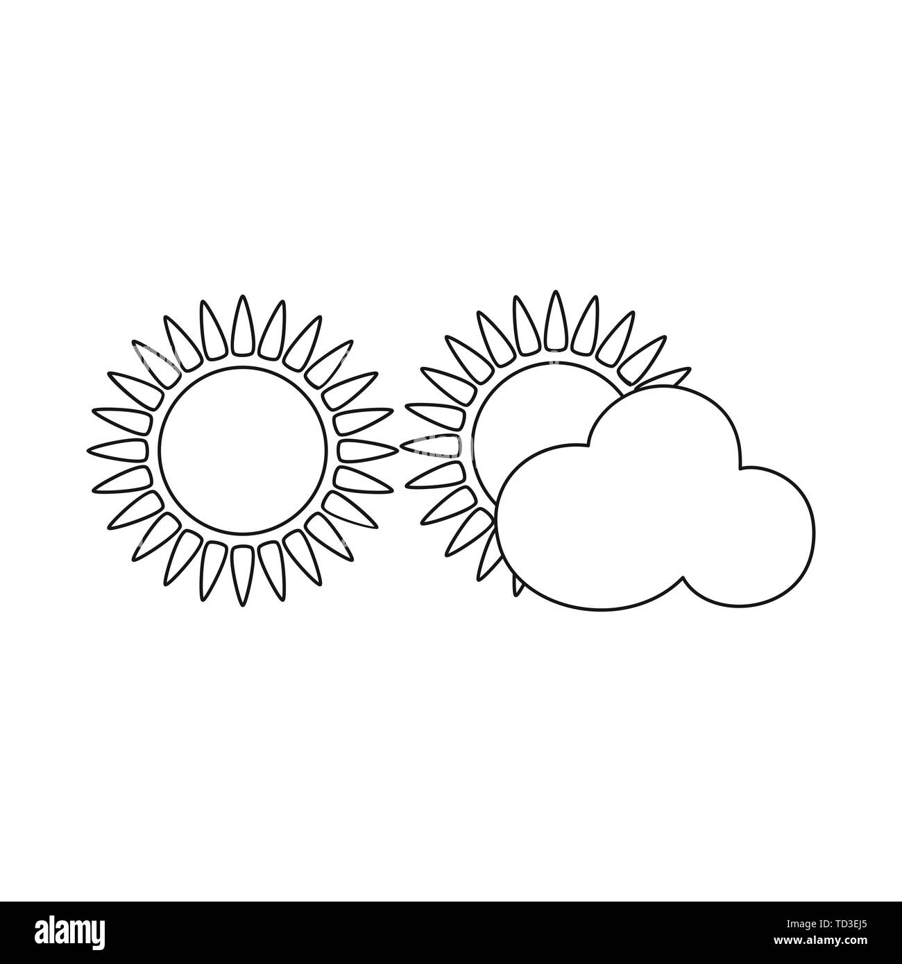Isolated object of cloud and sunshine icon. Set of cloud and sky stock ...