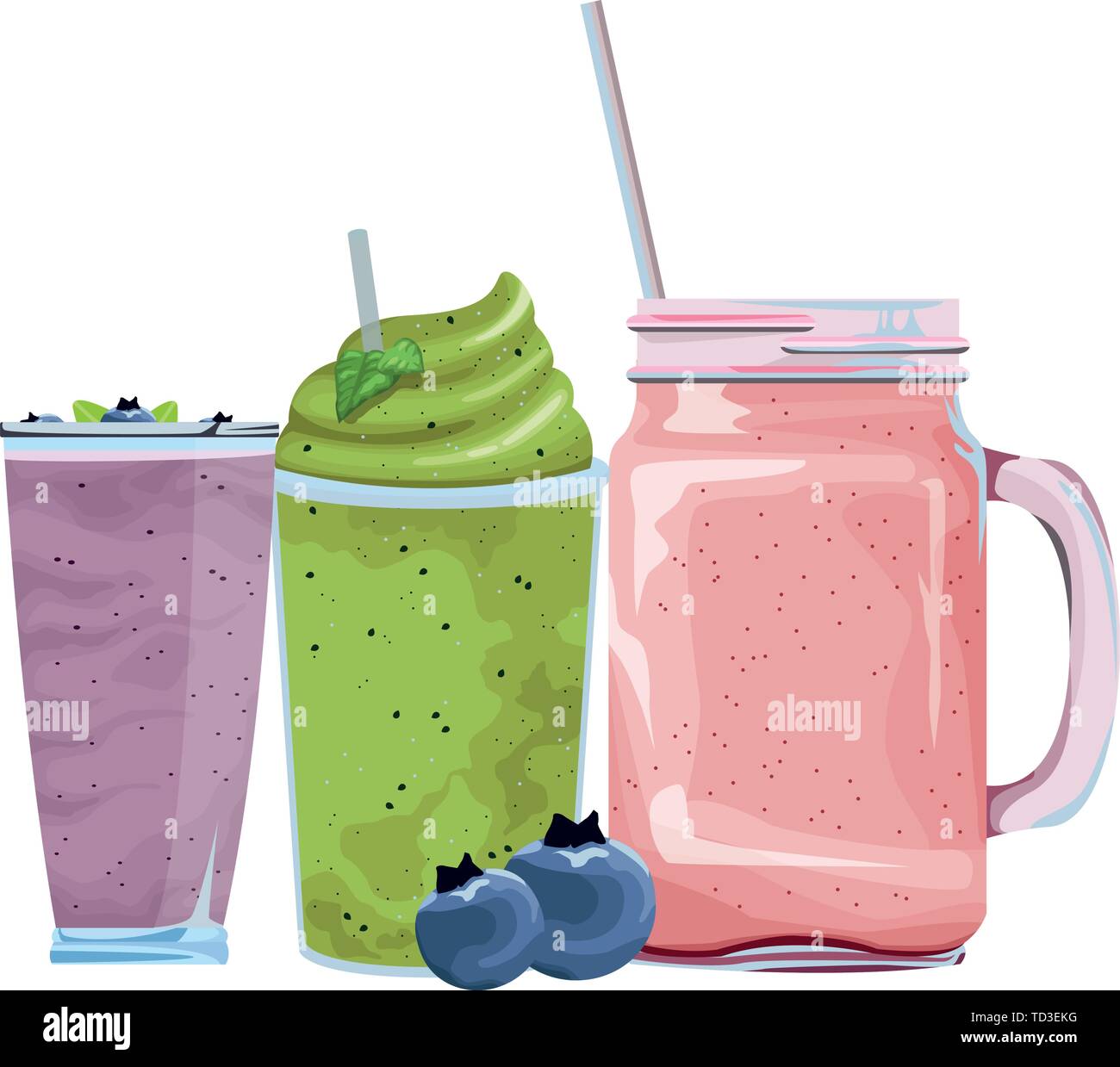 Blueberries smoothie drink on Stock Vector Images - Alamy