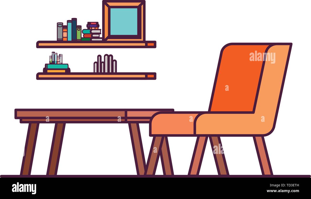 comfortable sofa in living room with white background Stock Vector ...