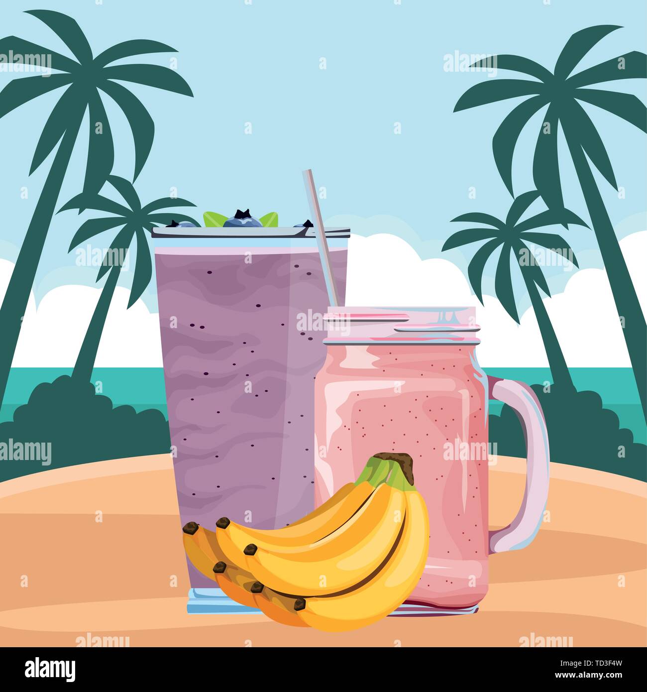 tropical fruit and smoothie drink Stock Vector Image & Art - Alamy