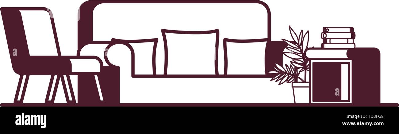 comfortable sofa in living room with white background Stock Vector ...