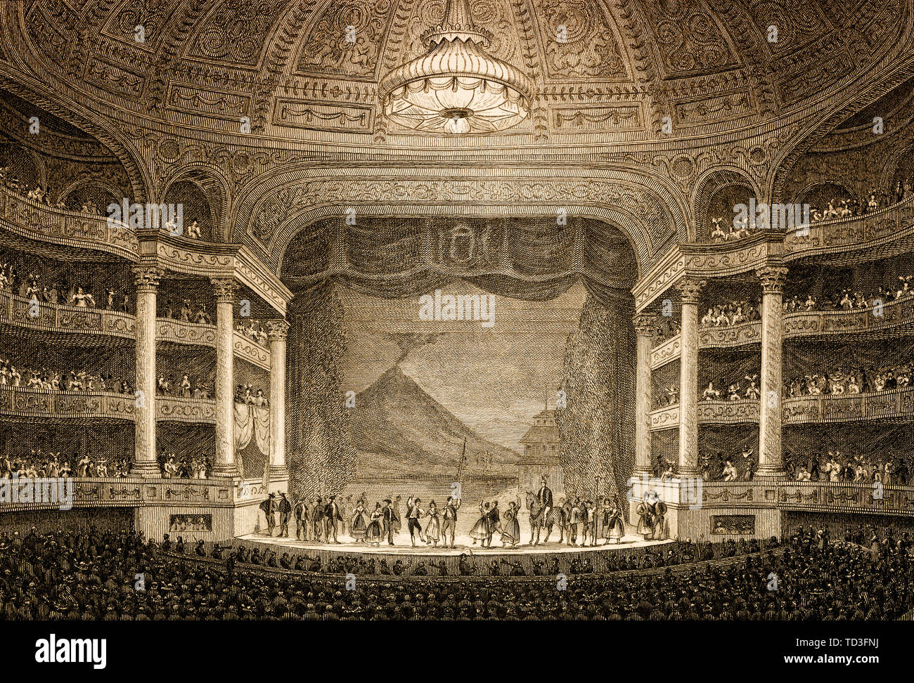 The Paris Opera, Paris, antique steel engraved print, 1831 Stock Photo ...