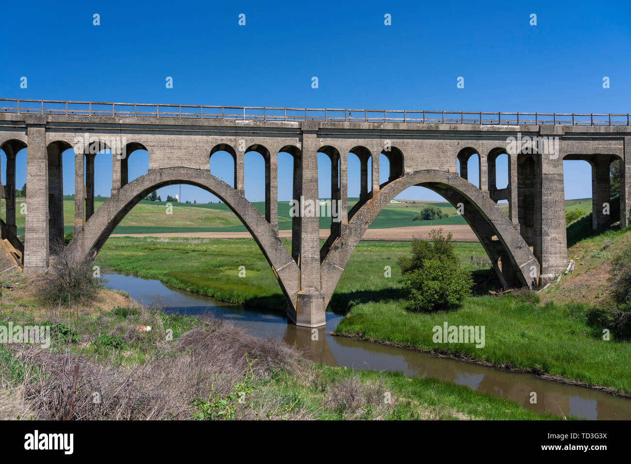 The concrete railroad bridge at Rosalia, Washington, USA Stock Photo ...