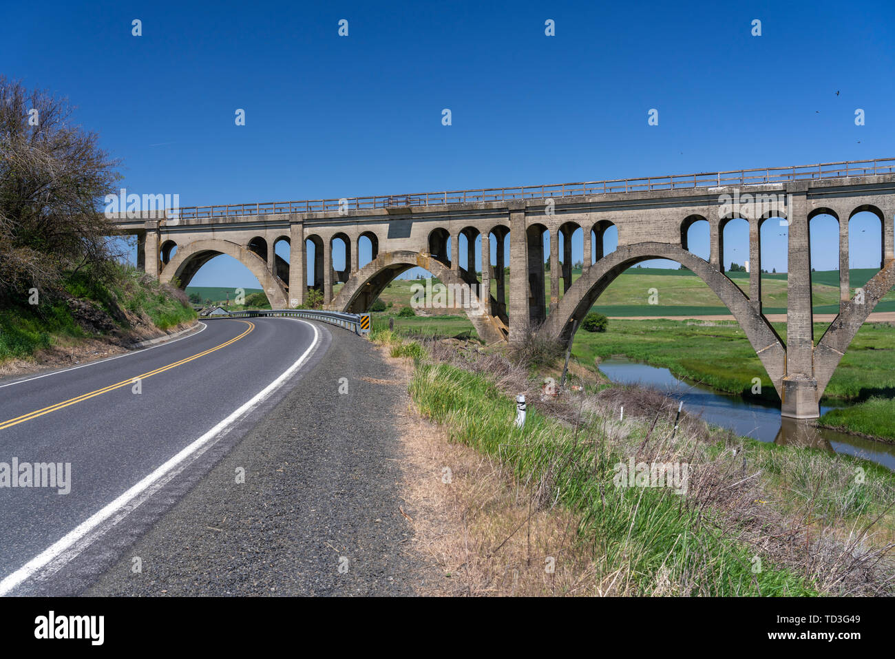 The concrete railroad bridge at Rosalia, Washington, USA Stock Photo ...