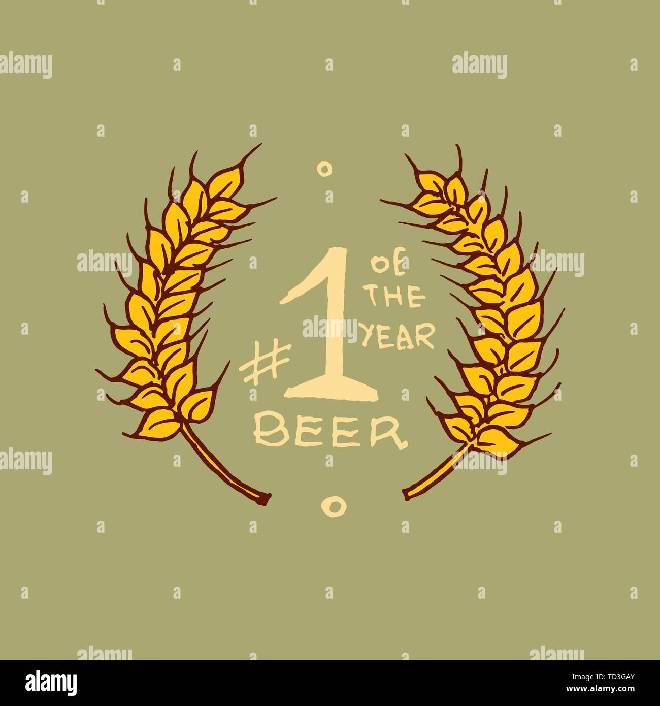 Rye for wheat beer in vintage style. Alcoholic Label with calligraphic ...