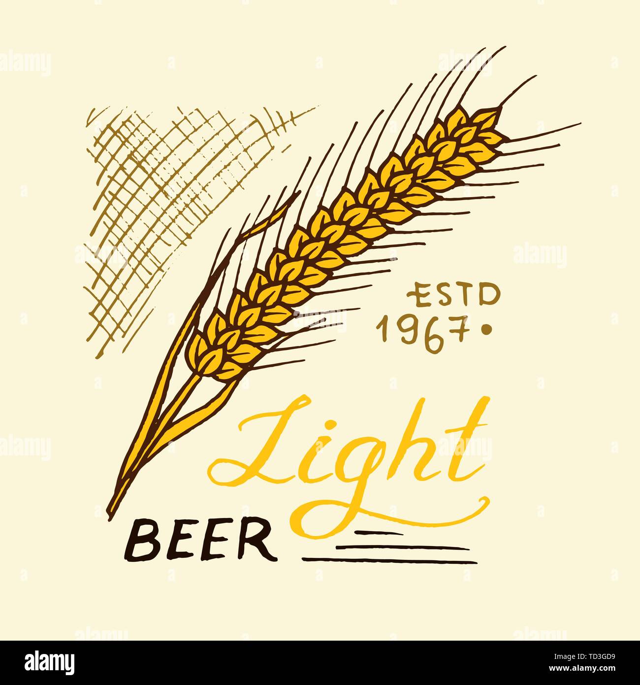 Rye for wheat beer in vintage style. Alcoholic Label with calligraphic ...