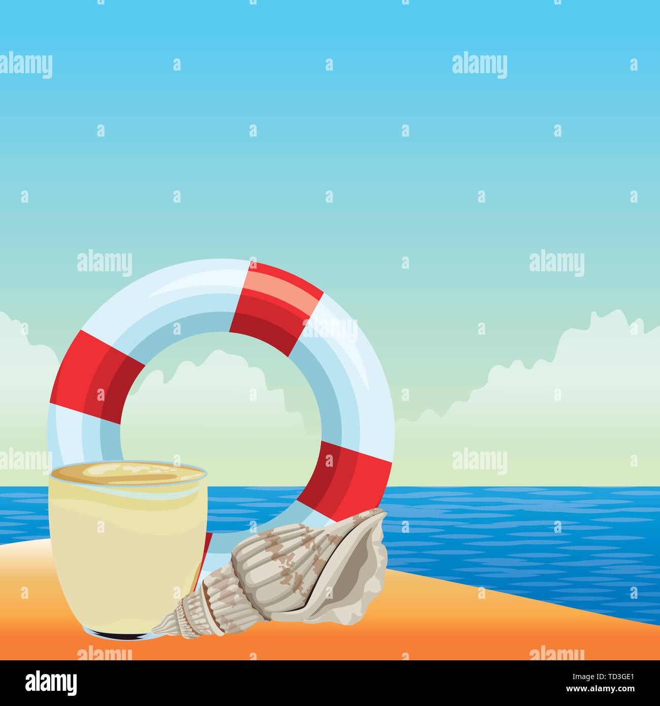 summer beach and vacation cartoon Stock Vector Image & Art - Alamy