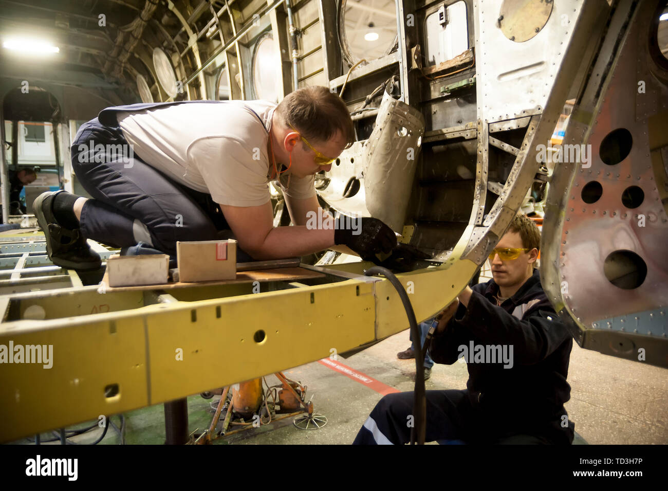 Tyumen, Russia - June 5, 2019: Aircraft repair helicopter UTair ...