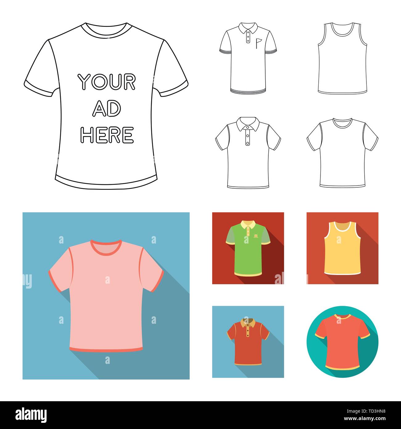 Vector design of clothes and wear logo. Collection of clothes and short ...