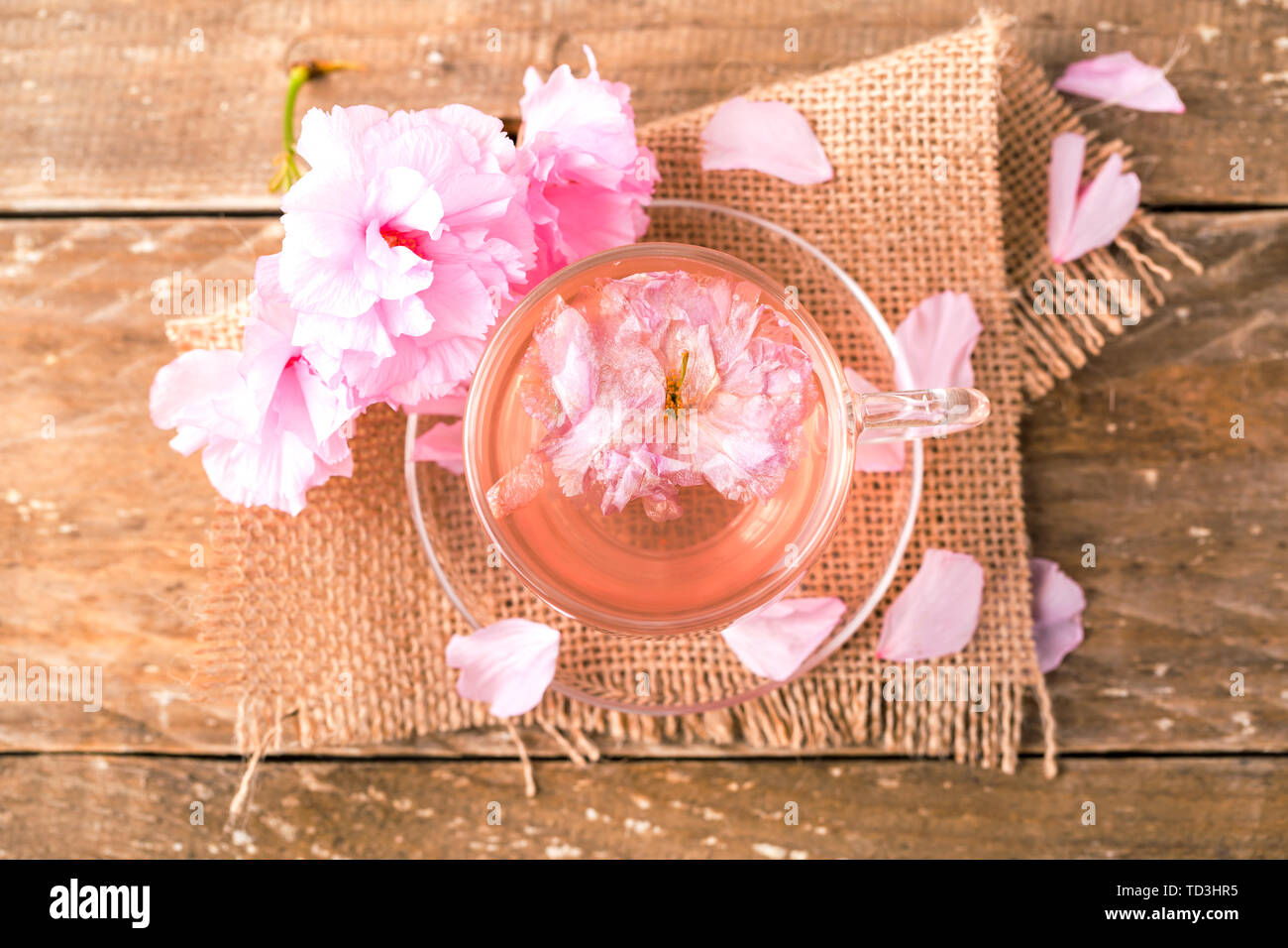 Cherry blossom tea cherry blossom tea, a cup of fresh pink cherry ...