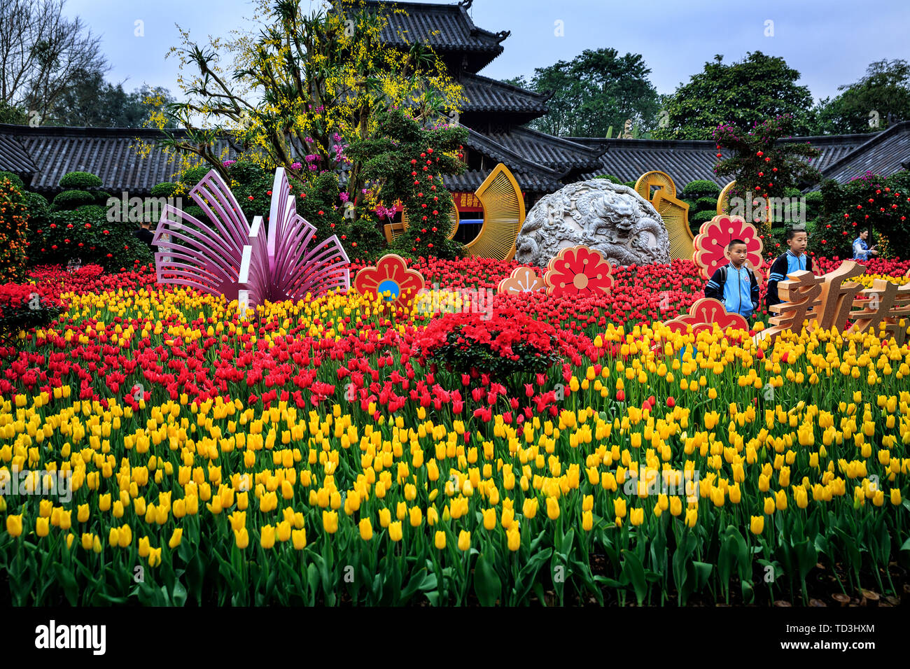 Temple fairs, Chinese New Year, blessings, incense, tulips, food ...