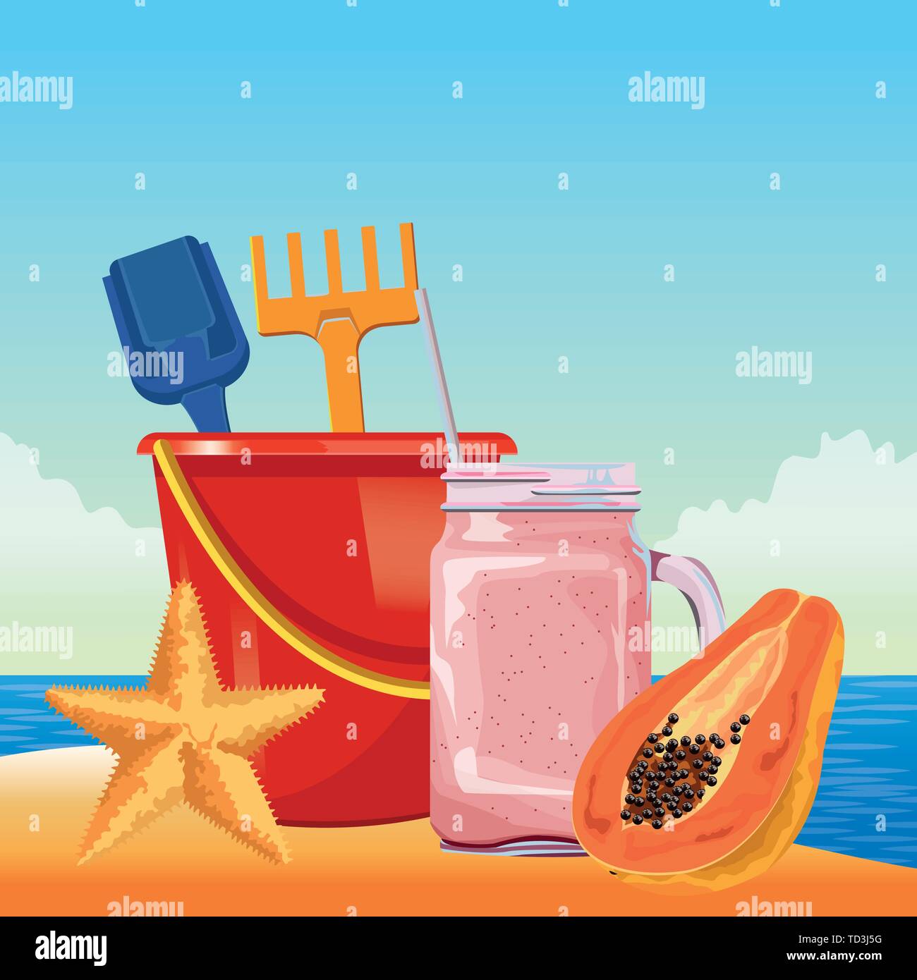 summer beach and vacation cartoon Stock Vector Image & Art - Alamy