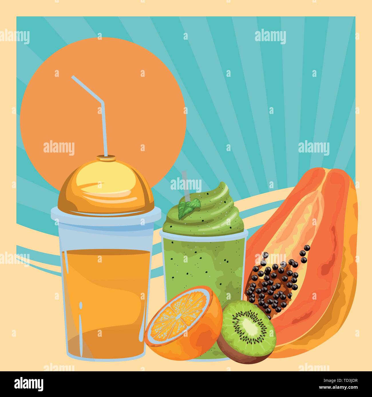 tropical fruit and smoothie drink Stock Vector Image & Art - Alamy