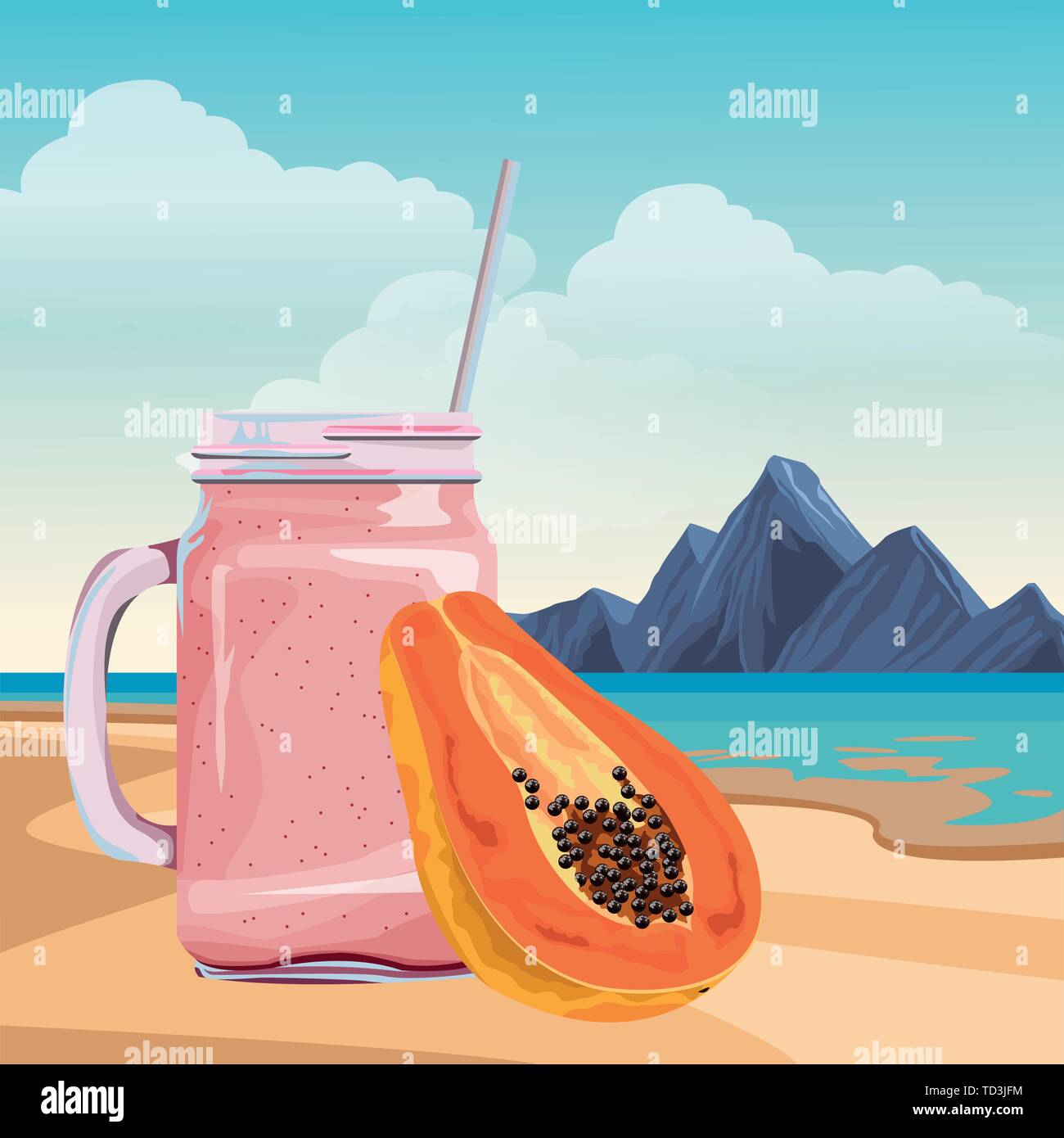 tropical fruit and smoothie drink Stock Vector Image & Art - Alamy