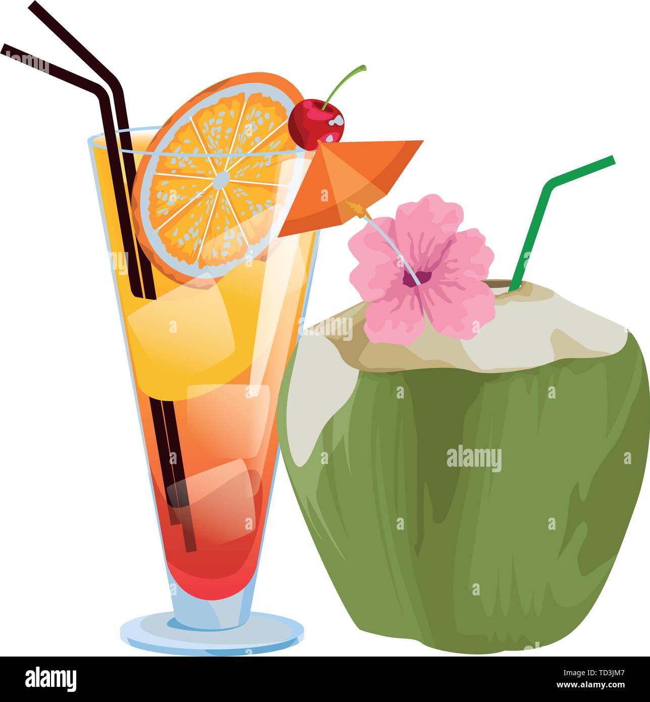 Tropical fruit cocktail icon cartoon Stock Vector Image & Art - Alamy