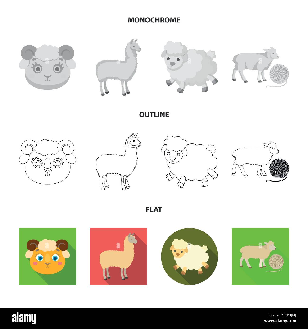 Vector design of sheep and goat icon. Set of sheep and happy stock ...