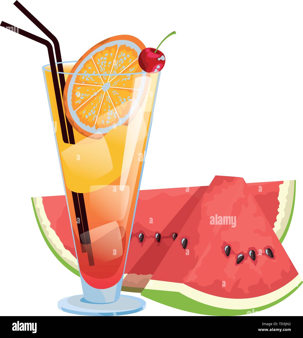 Tropical fruit cocktail icon cartoon Stock Vector Image & Art - Alamy