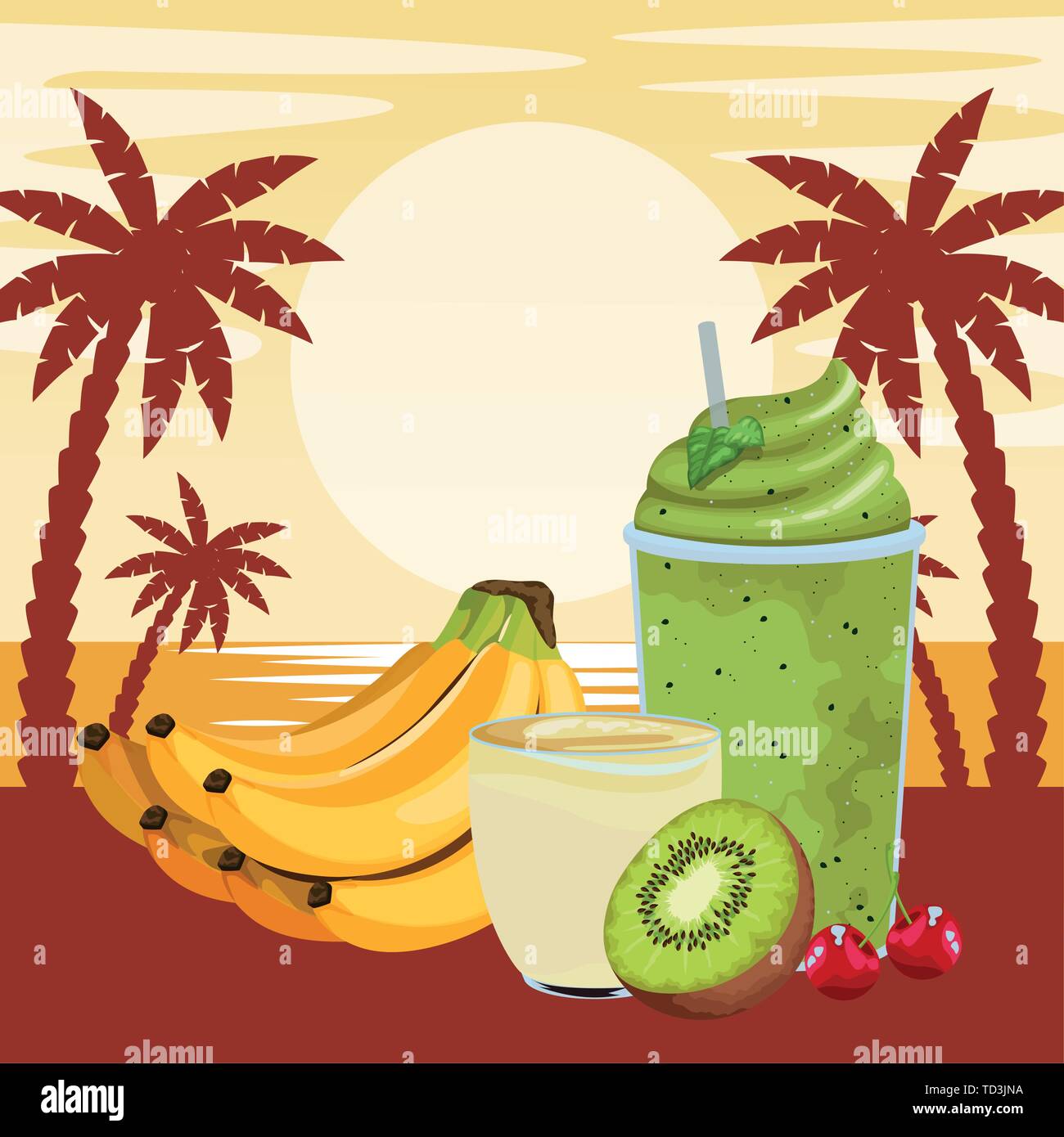 tropical fruit and smoothie drink Stock Vector Image & Art - Alamy