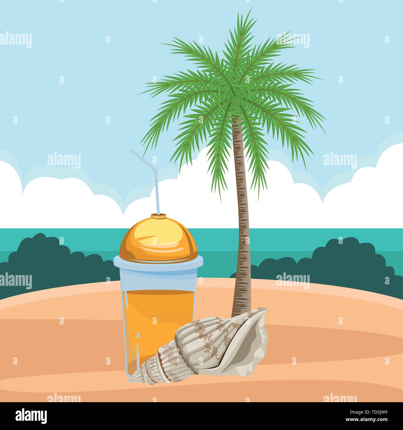 summer beach and vacation cartoon Stock Vector Image & Art - Alamy