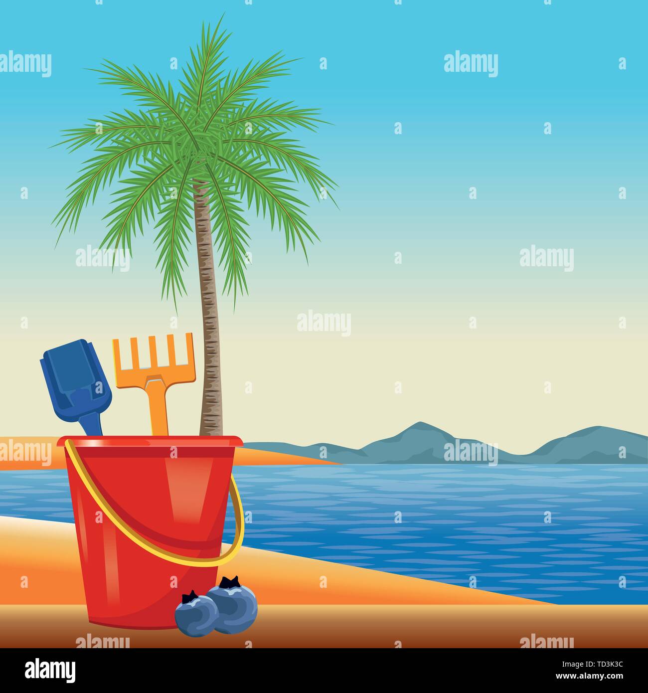 summer beach and vacation cartoon Stock Vector Image & Art - Alamy