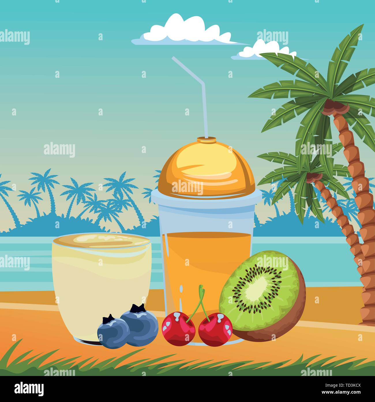 tropical fruit and smoothie drink Stock Vector Image & Art - Alamy