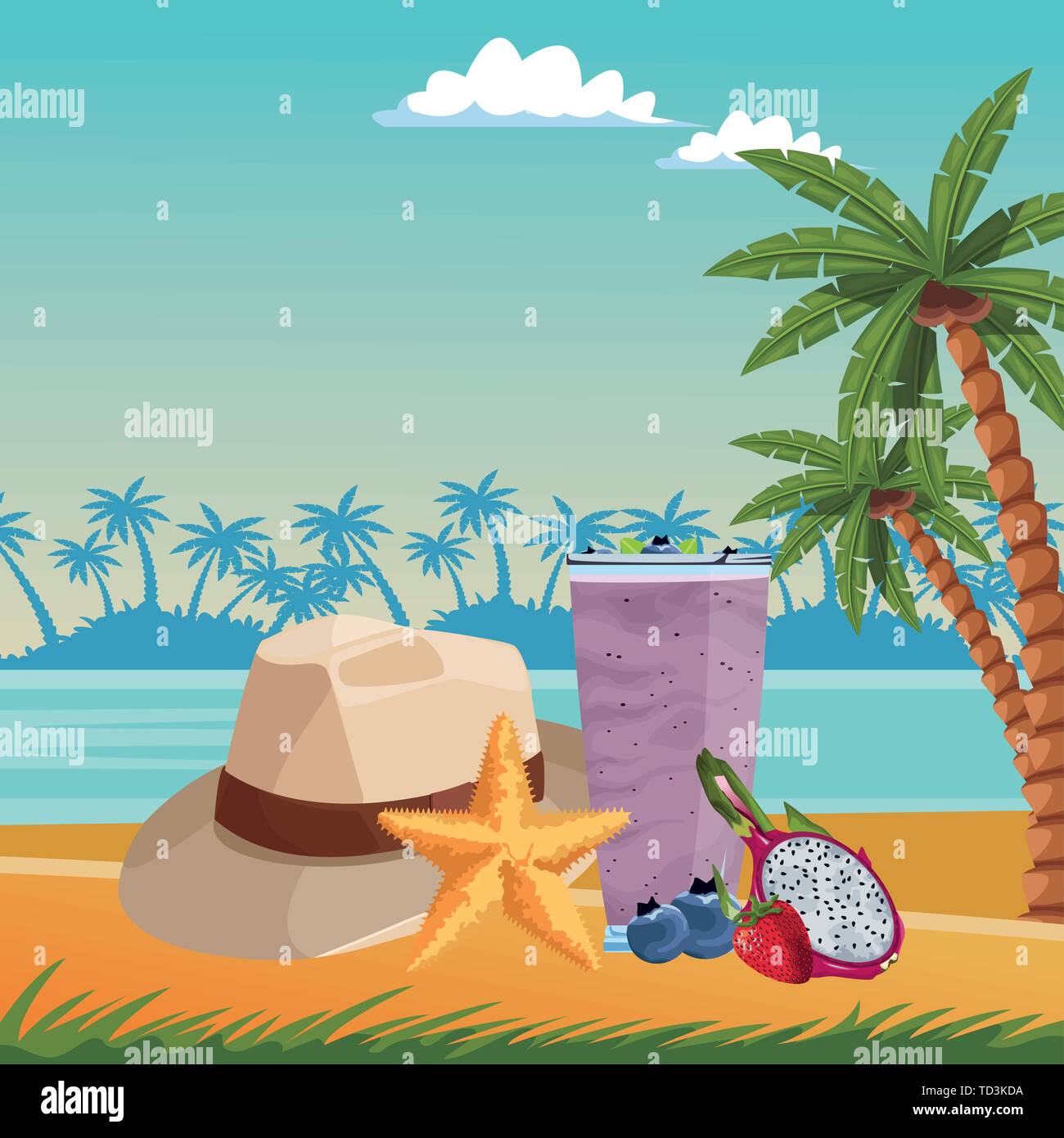 summer beach and vacation cartoon Stock Vector Image & Art - Alamy