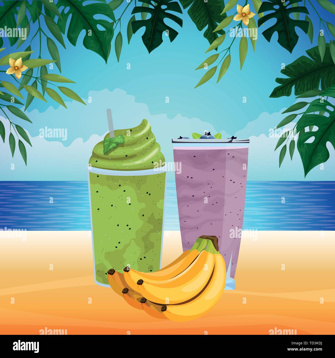 tropical fruit and smoothie drink Stock Vector Image & Art - Alamy