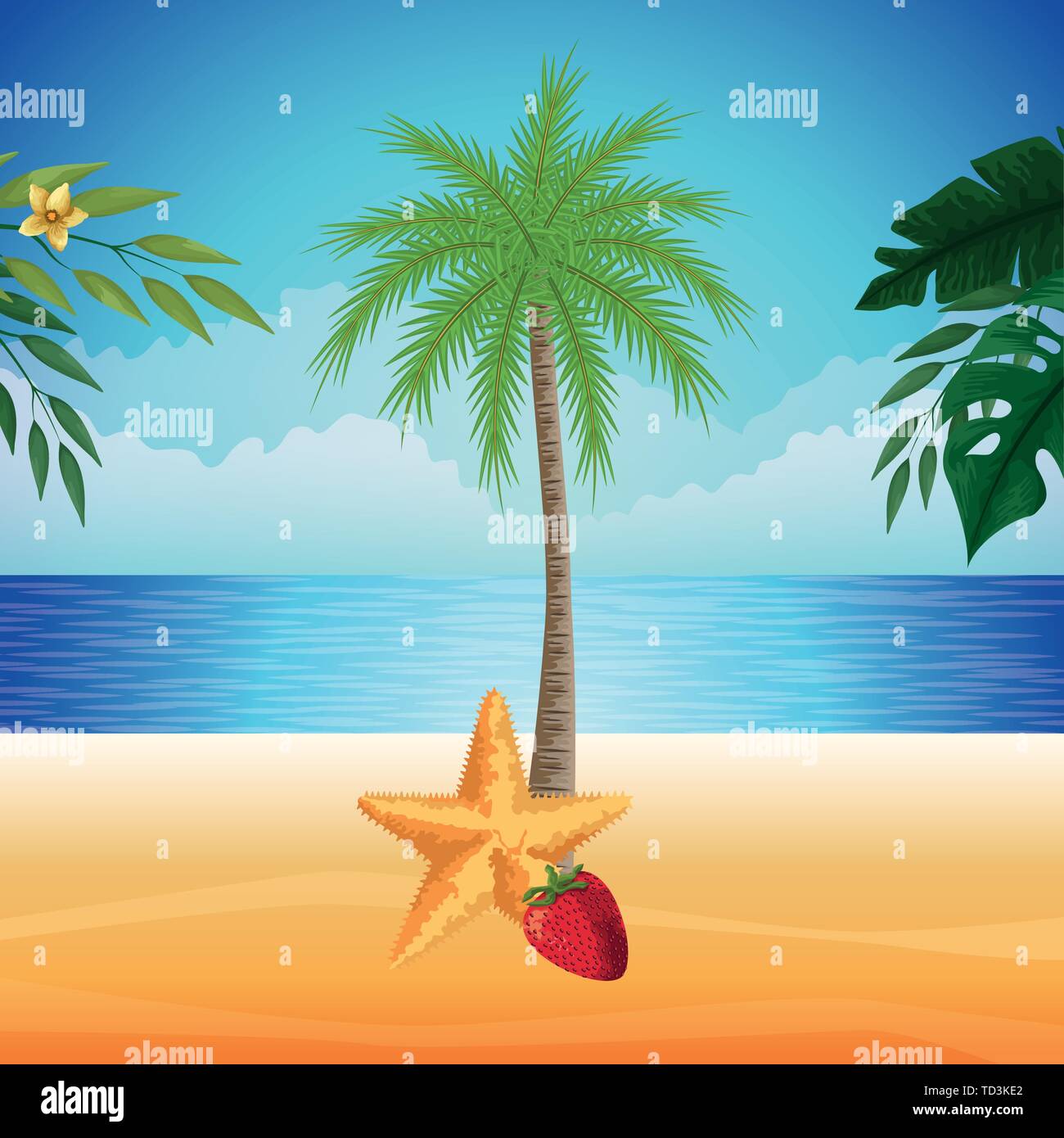 summer beach and vacation cartoon Stock Vector Image & Art - Alamy