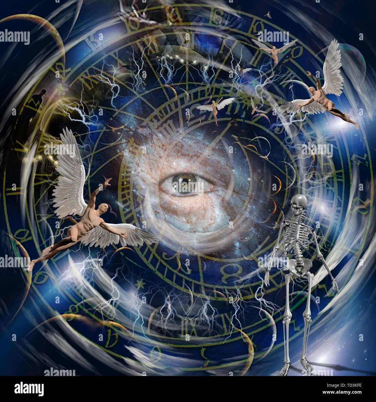 Angels and eye in endless dimensions Stock Photo - Alamy