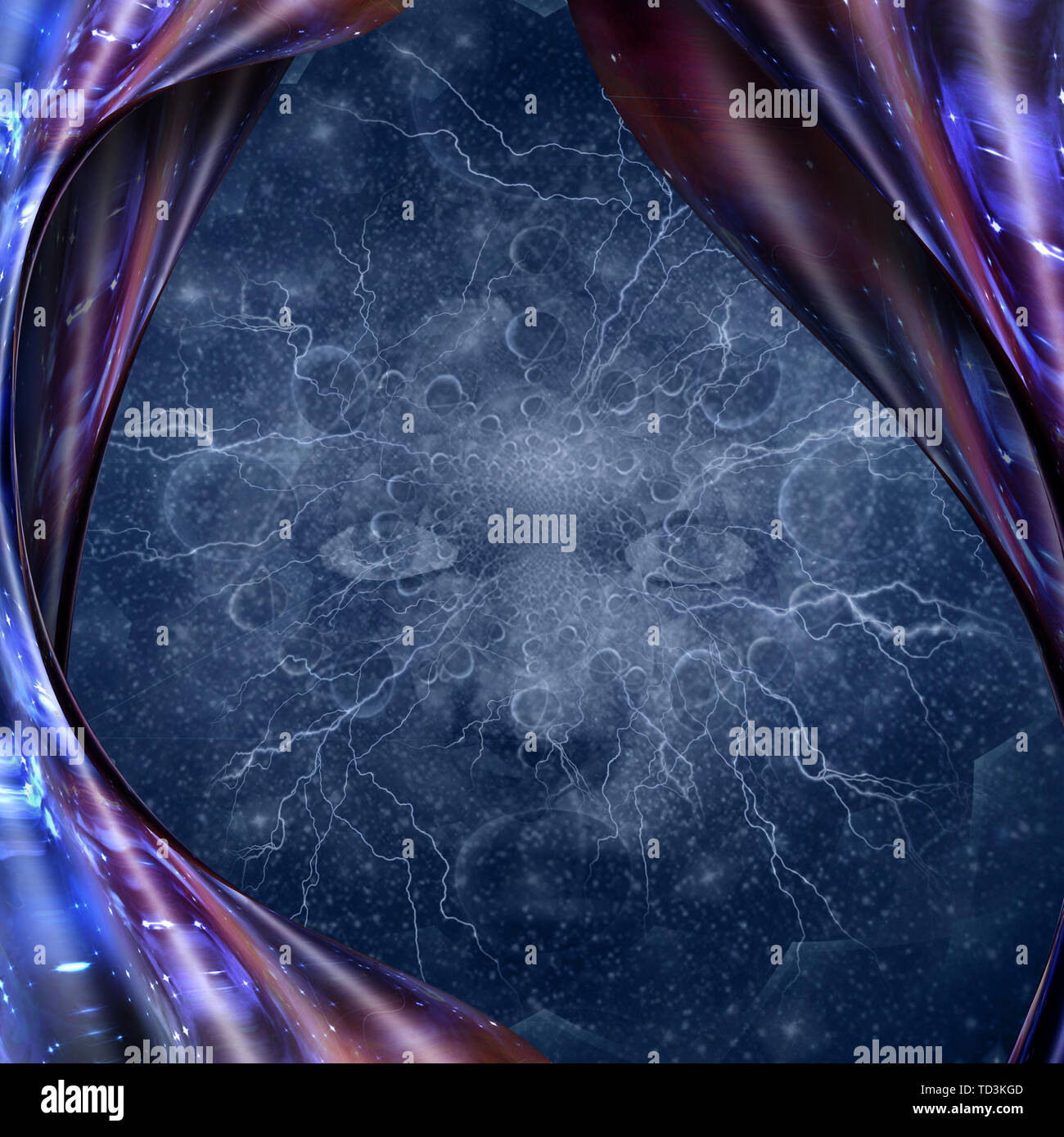 Woman's face in vivid universe. Warped space Stock Photo - Alamy