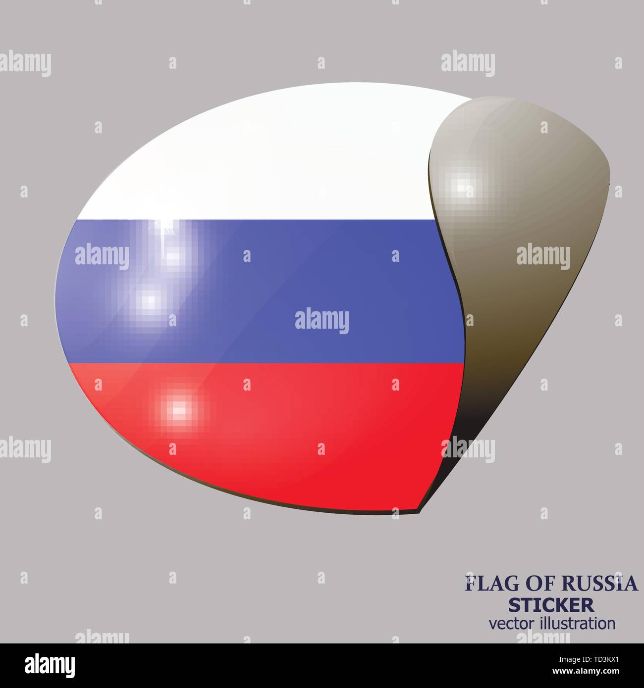 Happy Russia day sticker. Bright background with flag of Russia. Button ...