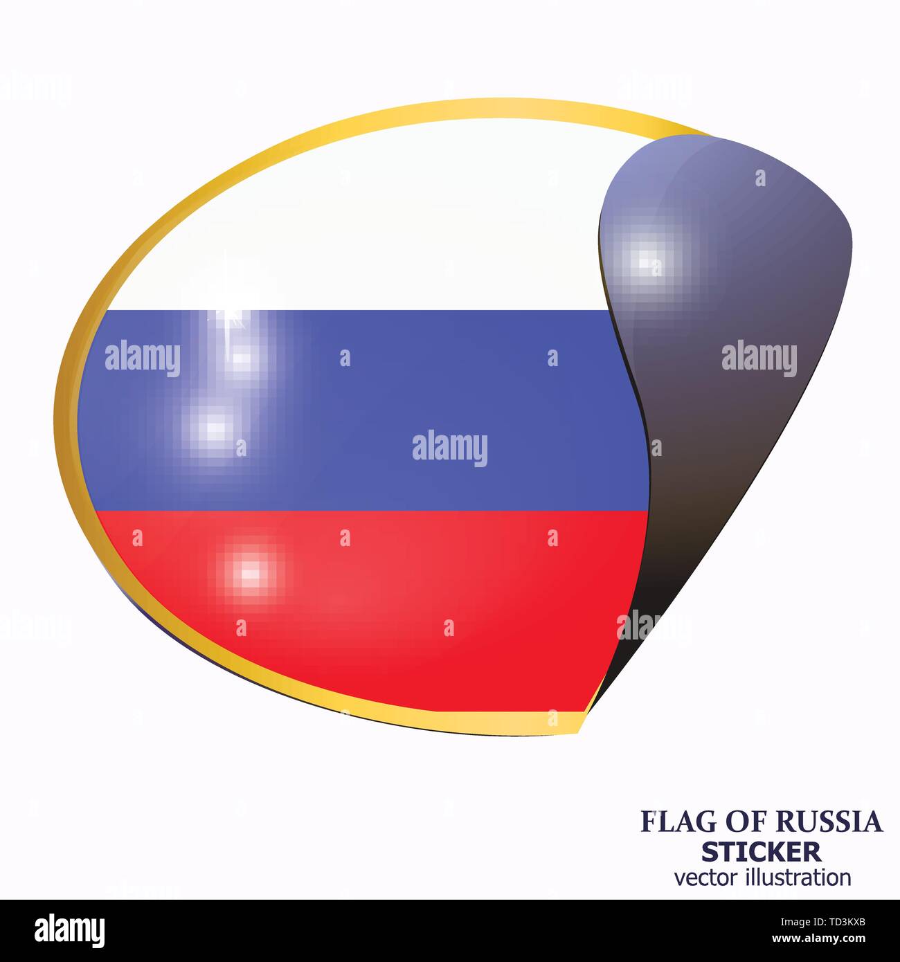 Happy Russia day sticker. Bright background with flag of Russia. Button ...