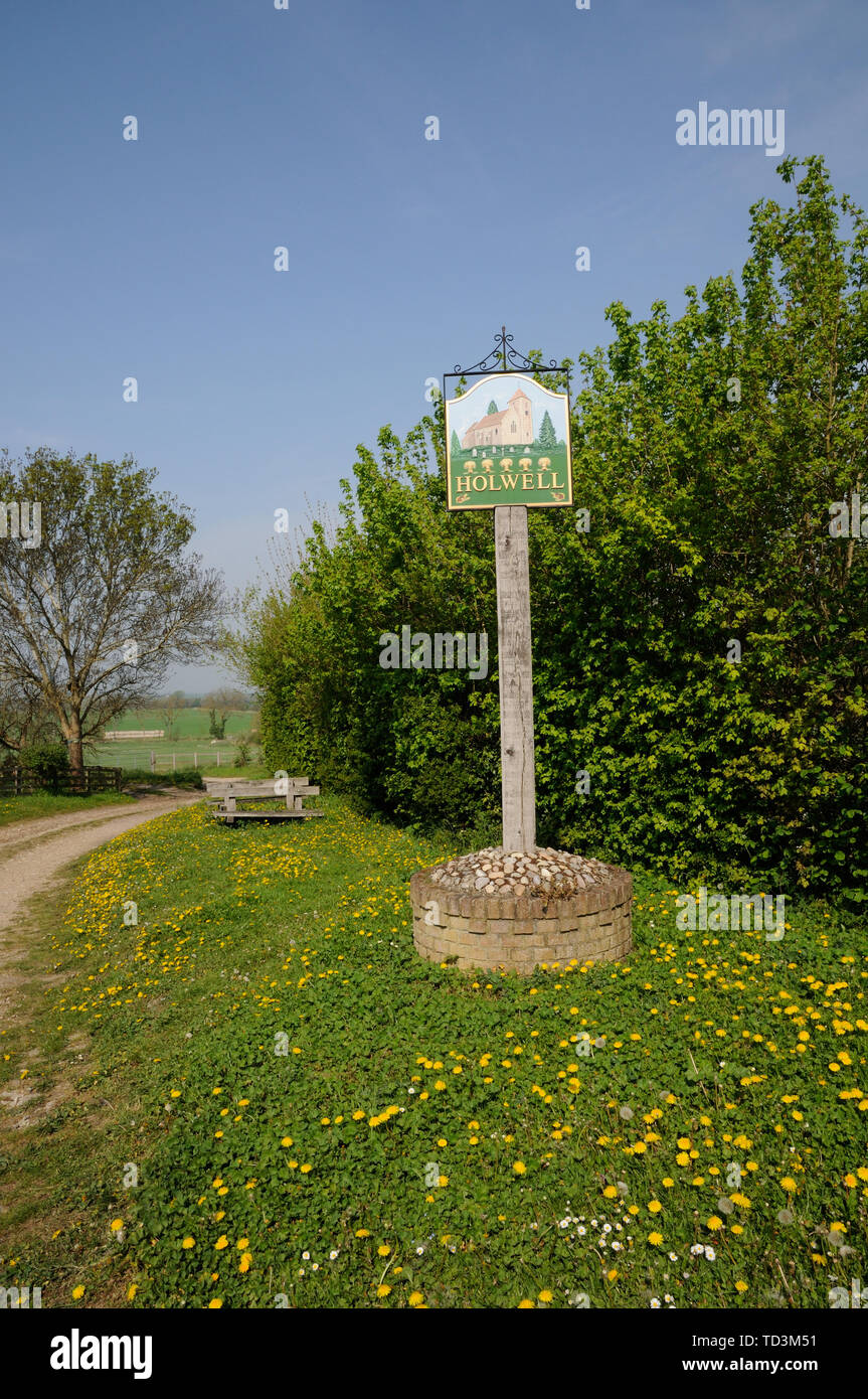 Village sign, Holwell, Hertfordshire Stock Photo - Alamy