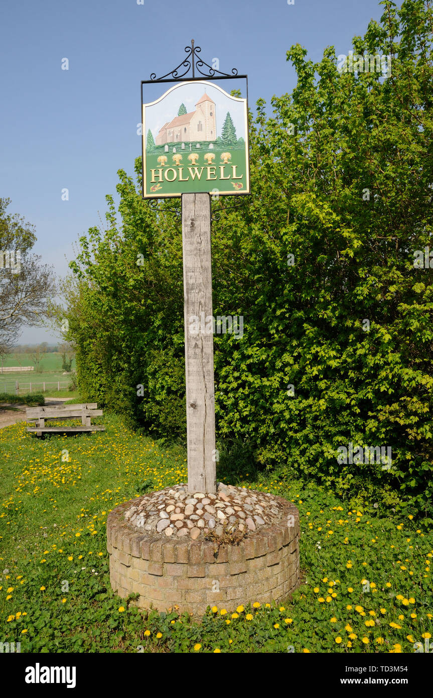 Village sign, Holwell, Hertfordshire Stock Photo - Alamy