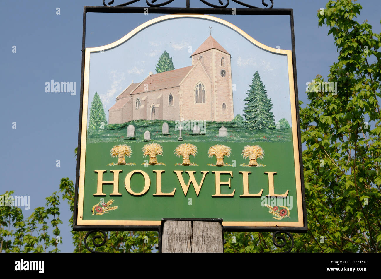 Village sign, Holwell, Hertfordshire Stock Photo - Alamy