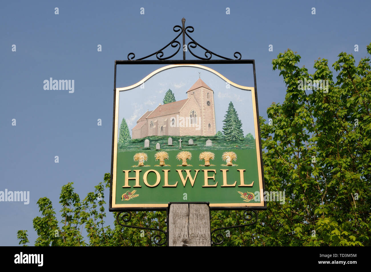Village sign, Holwell, Hertfordshire Stock Photo - Alamy