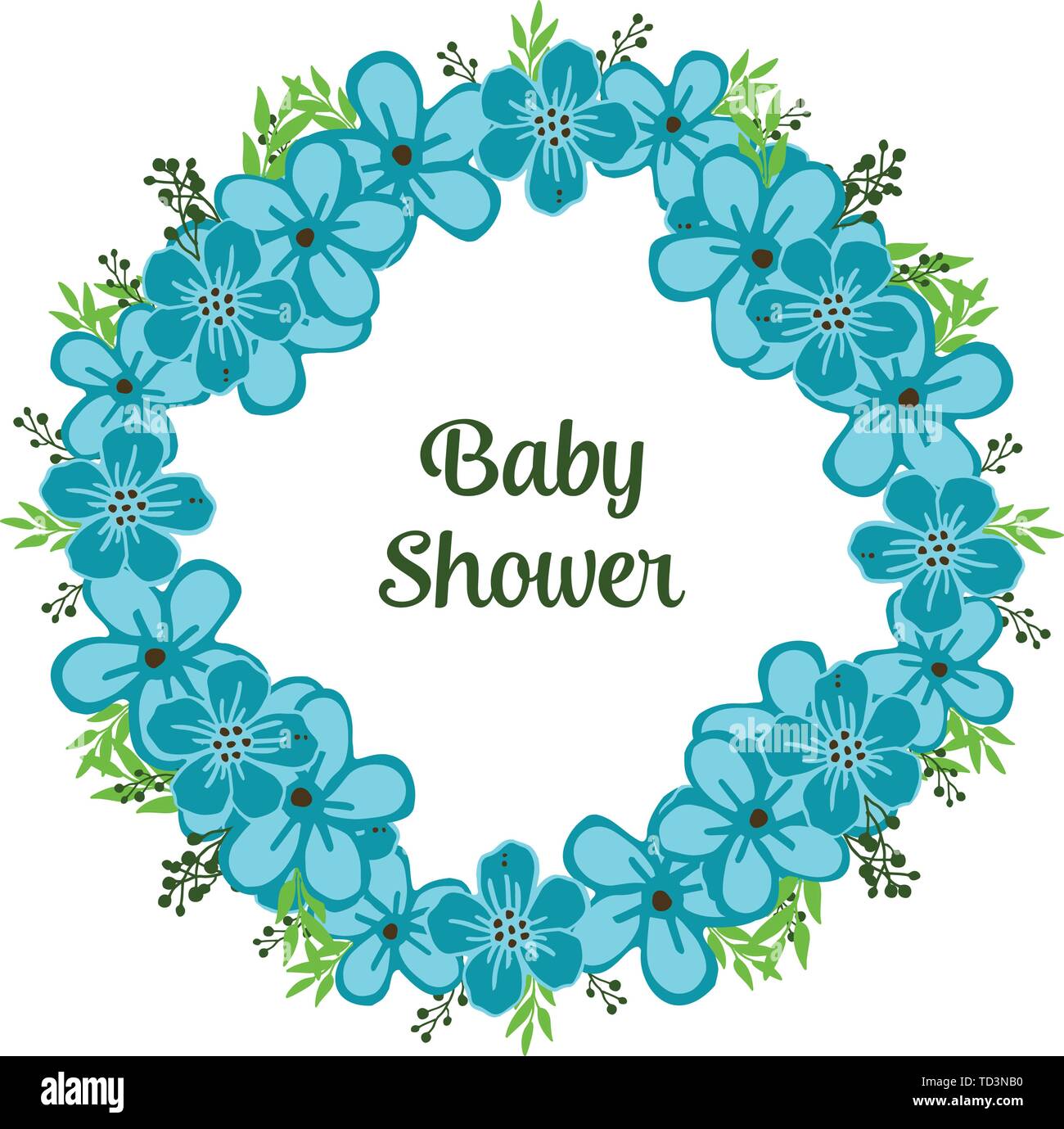 Vector illustration decorative of card baby shower with crowd of blue ...