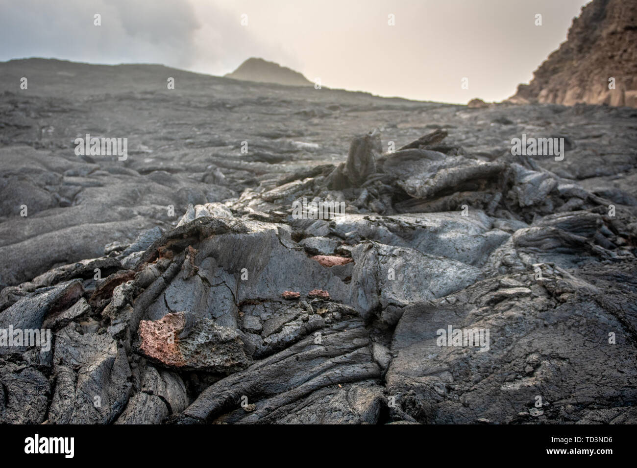 A dirt road leading to Erta Ale Volcano, a continuously active basaltic ...