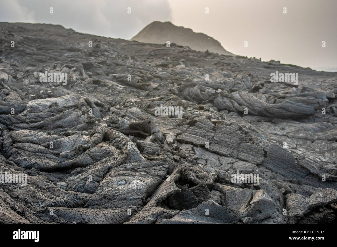 A dirt road leading to Erta Ale Volcano, a continuously active basaltic ...