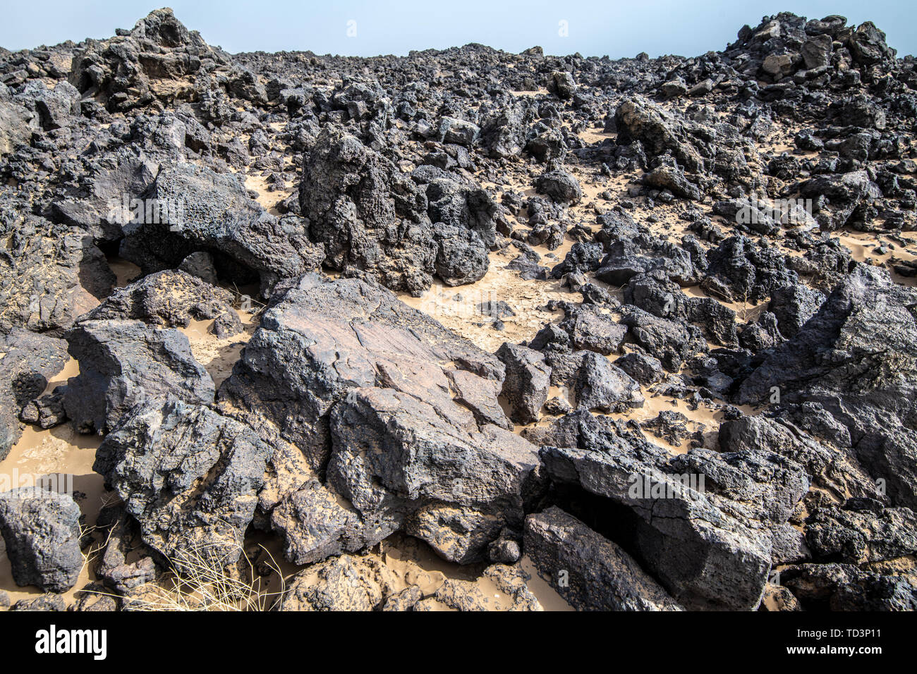 Rocky desert surrounding the Erta Ale Volcano in the Afar Region of ...